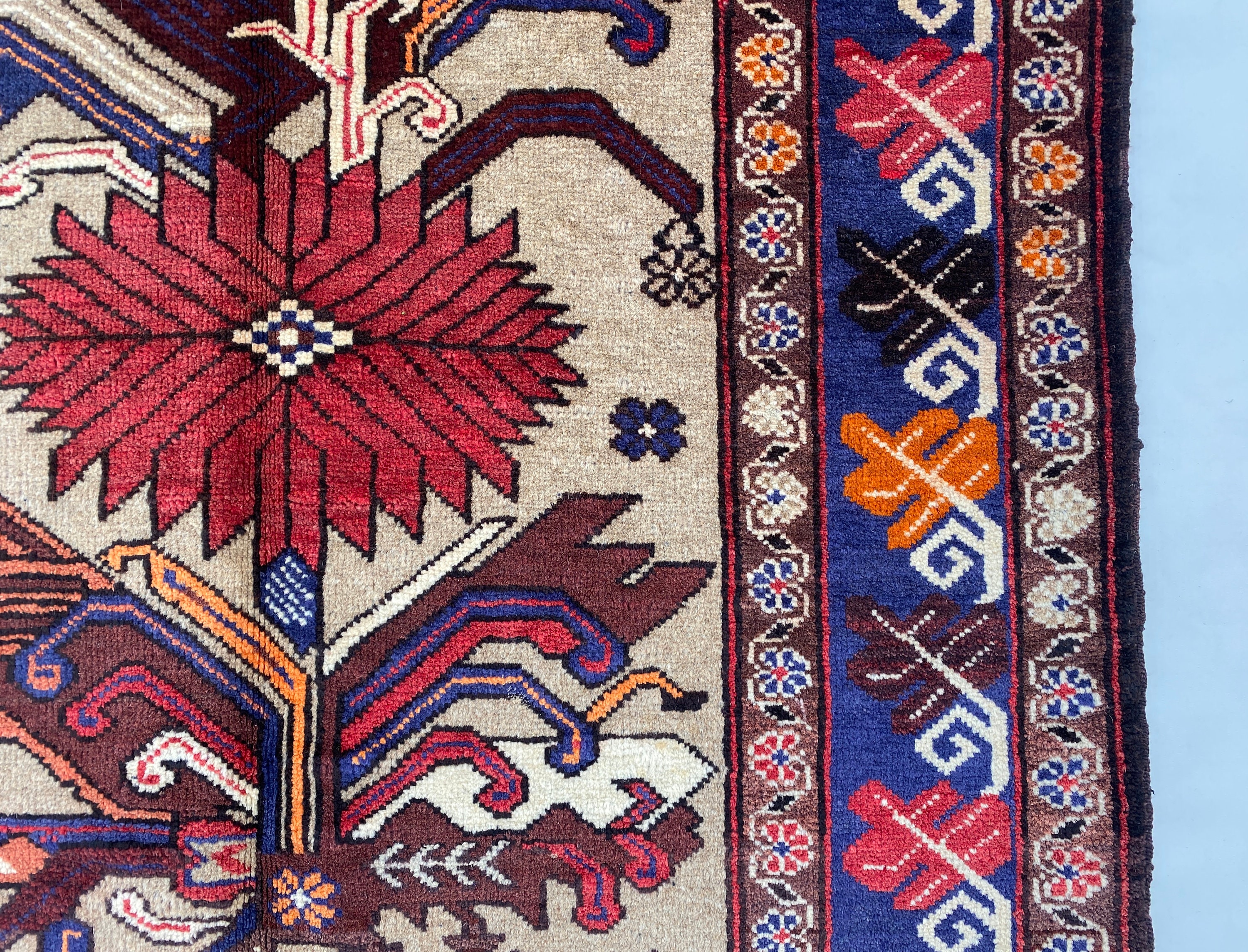 3x4.6 Ft / Floral Afghan Balochi Rug Tribal Oriental Rug/hand Knotted ...