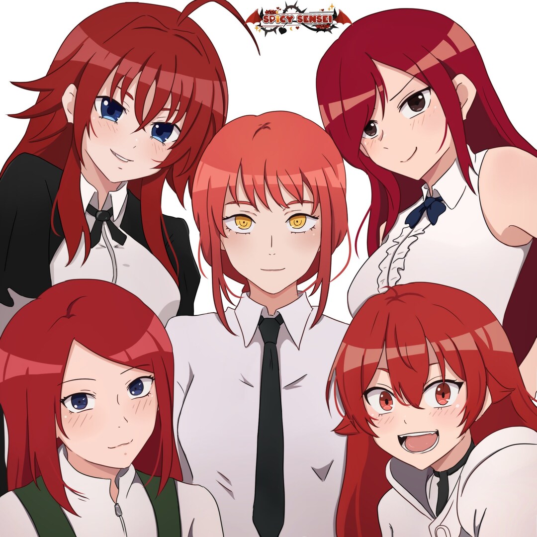 Makima, Eris, Rias, Erza & Kushina Anime Girl Group Sticker - Etsy