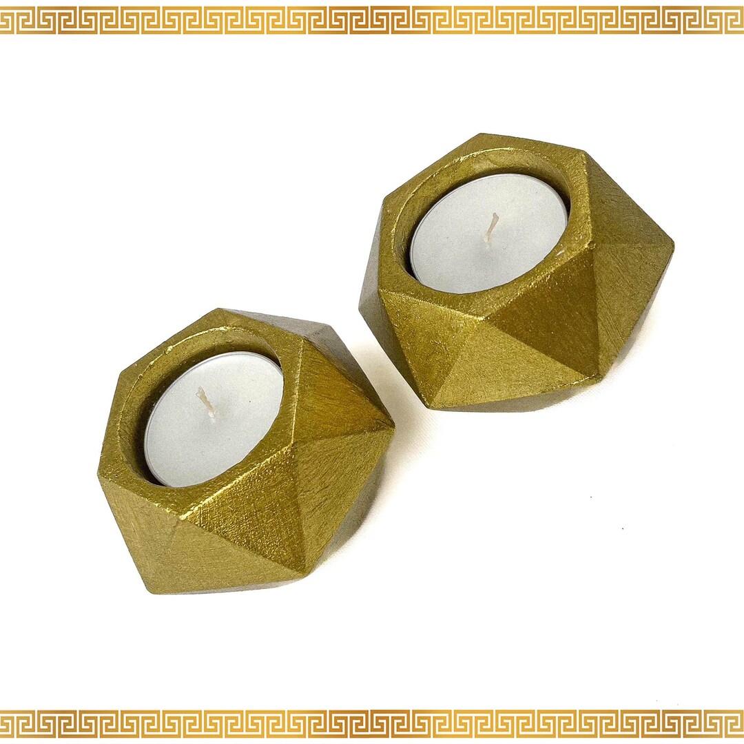 Roman Gold Candle Holder With Two Prism Holders - Ideal for Cultural ...