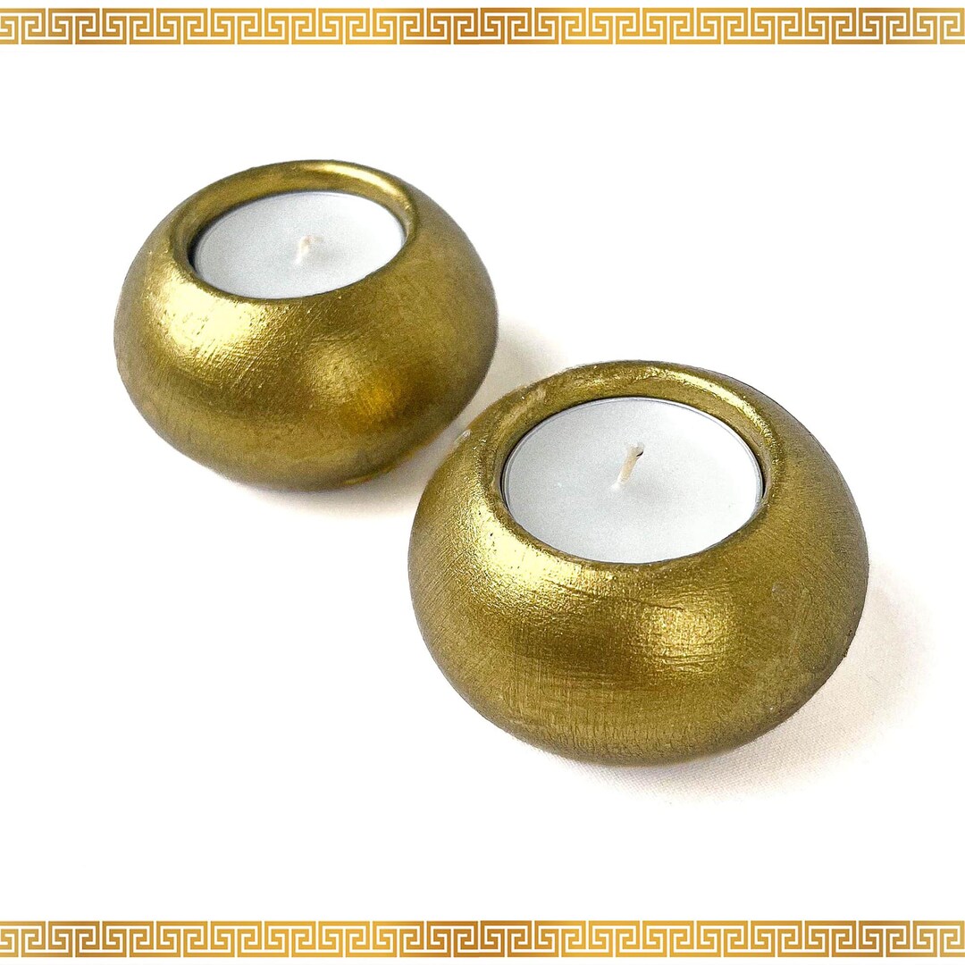 Roman Gold Candle Holder With Two Round Holders - Perfect for Lavish ...