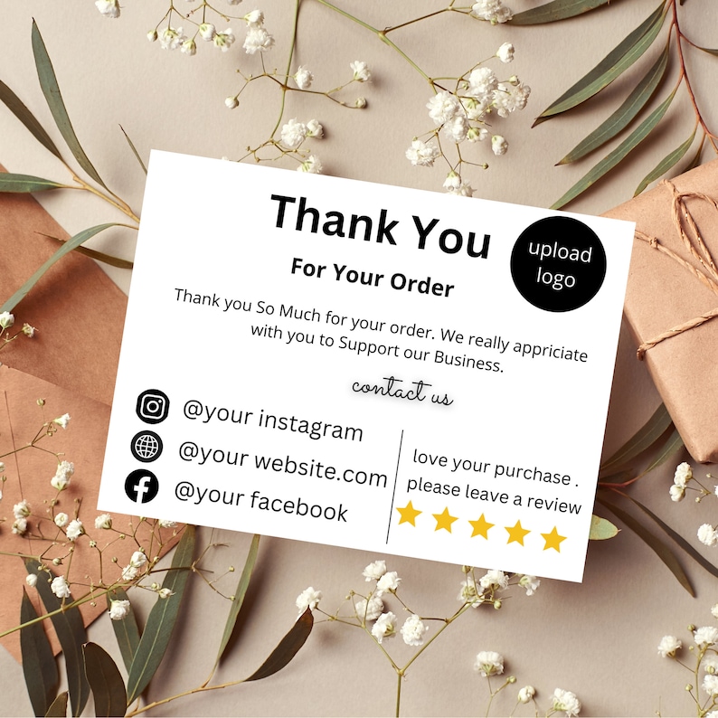 Digital Thank You Cards for Small Business Simple Customisable - Etsy