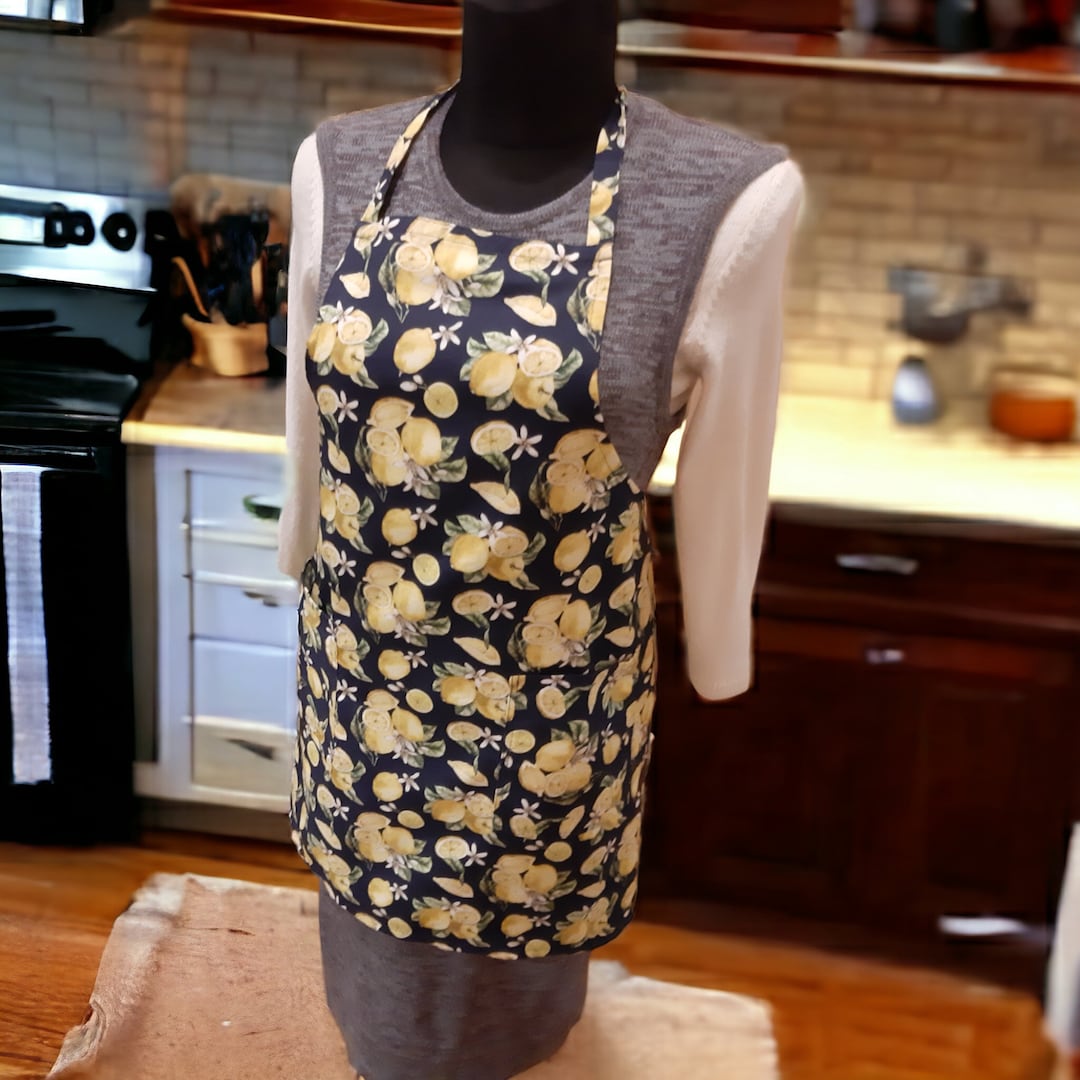 Lemon Print Kitchen Apron, Cotton Canvas Hostess Gift - Etsy