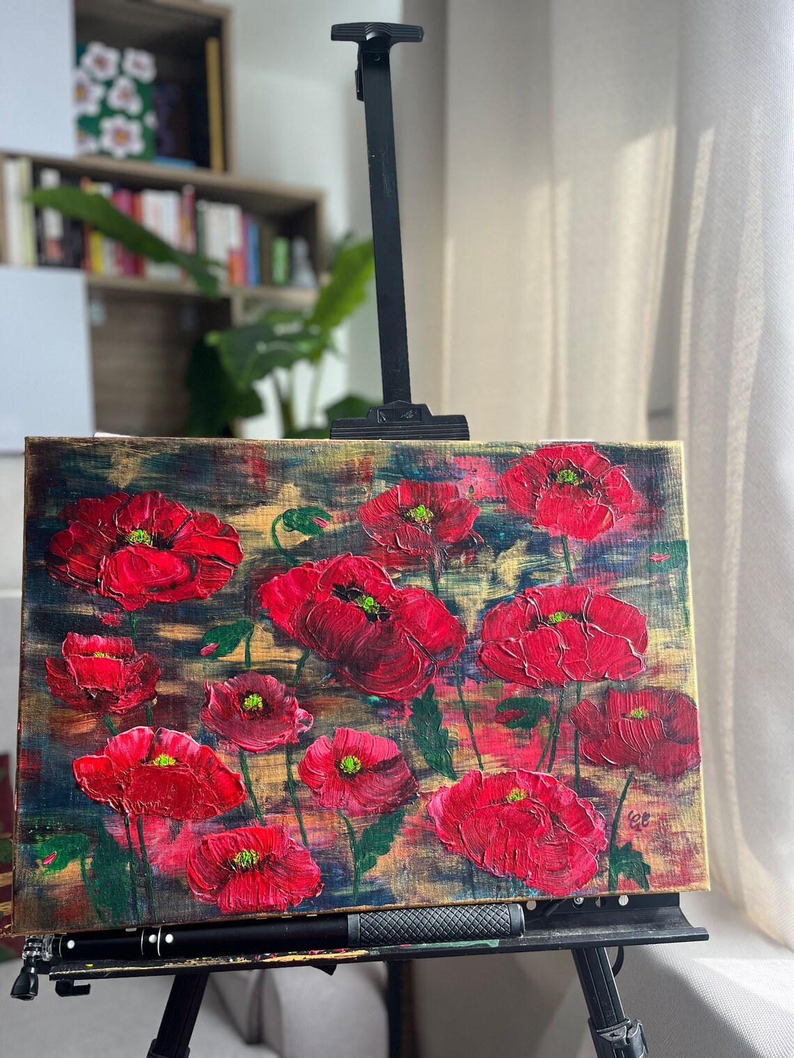 Poppy Dance. Acrylic Painting on Canvas, With Brush and Knives, - Etsy