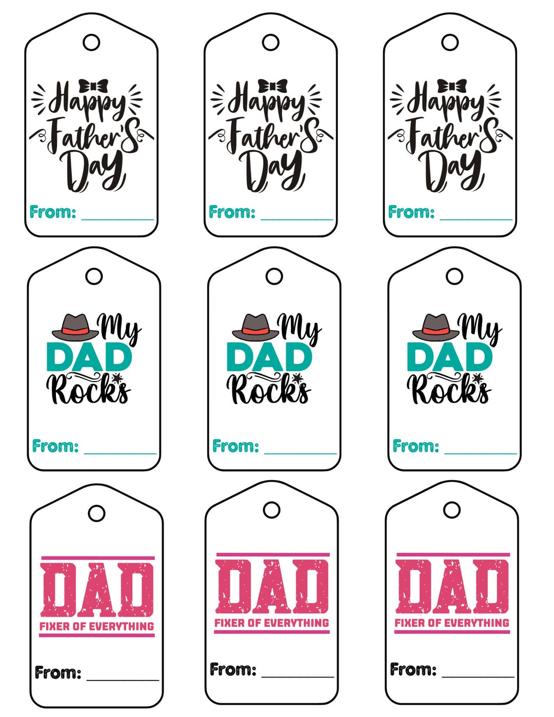 Father's Day Tags Printable Father's Day Gift Tag 1st Father's Day Tag ...