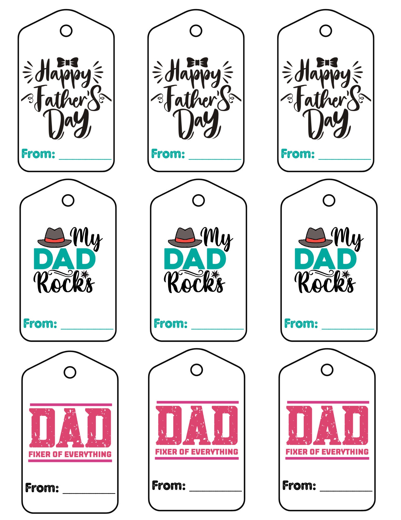 Father's Day Tags Printable Father's Day Gift Tag 1st Father's Day Tag ...