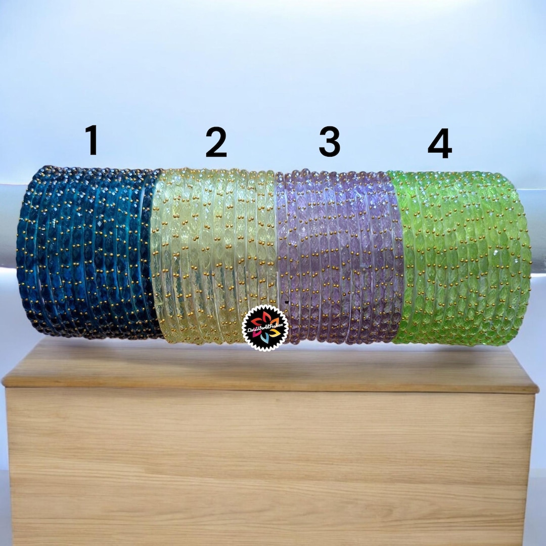 Handmade Glass Raindrop Bangle Set | Traditional Chuda for Bride ...