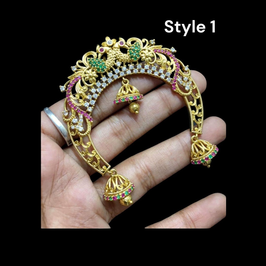 Golden Juda Pin Hair Brooch | Kundan Hair Clip & Braid Vine | Bridal ...