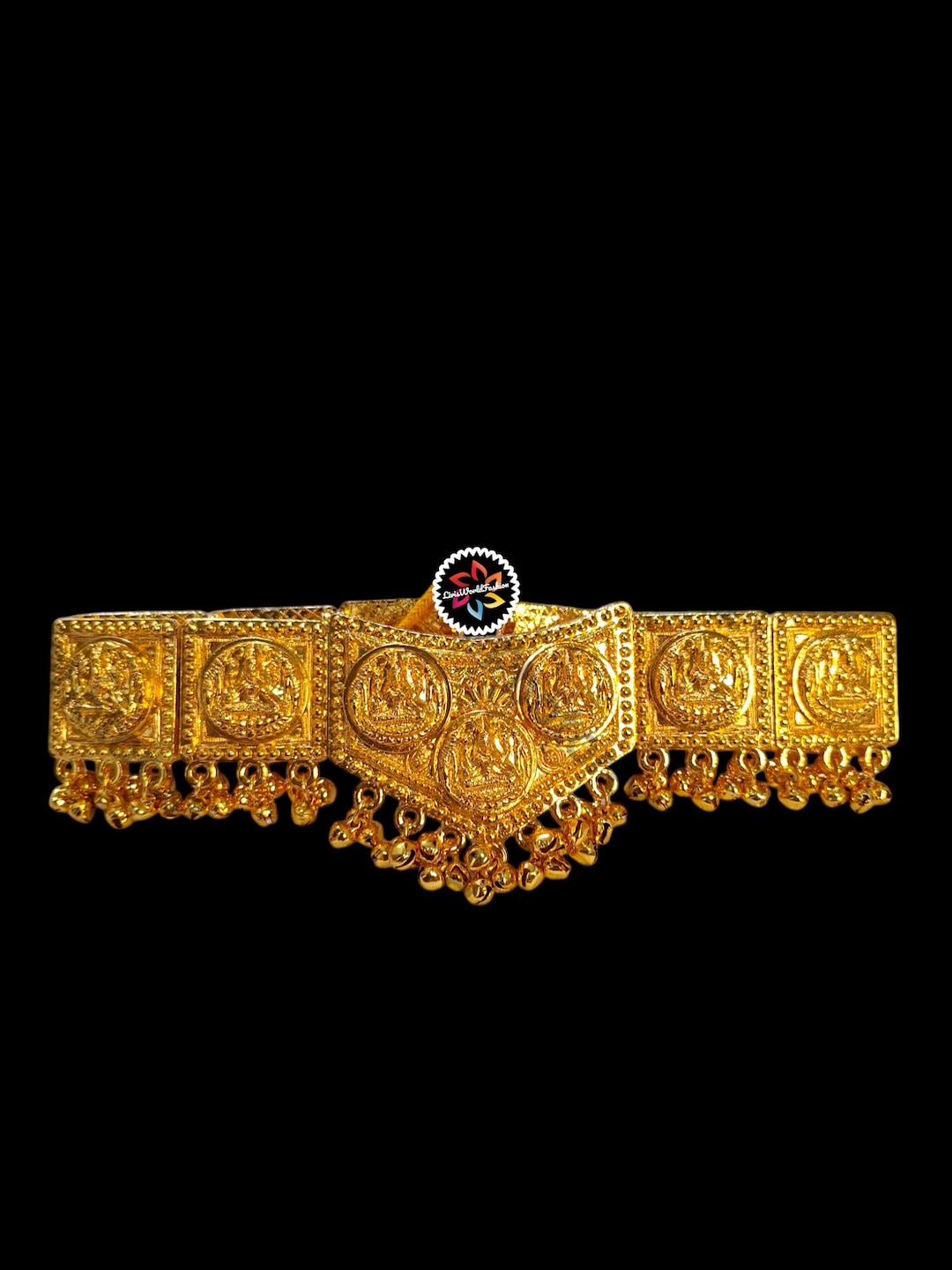 Gold V-shaped 3 Lakshmi Indian Jewelry | Kids Oddiyanam Kamarbandh | Small | Bharatnatyam ...