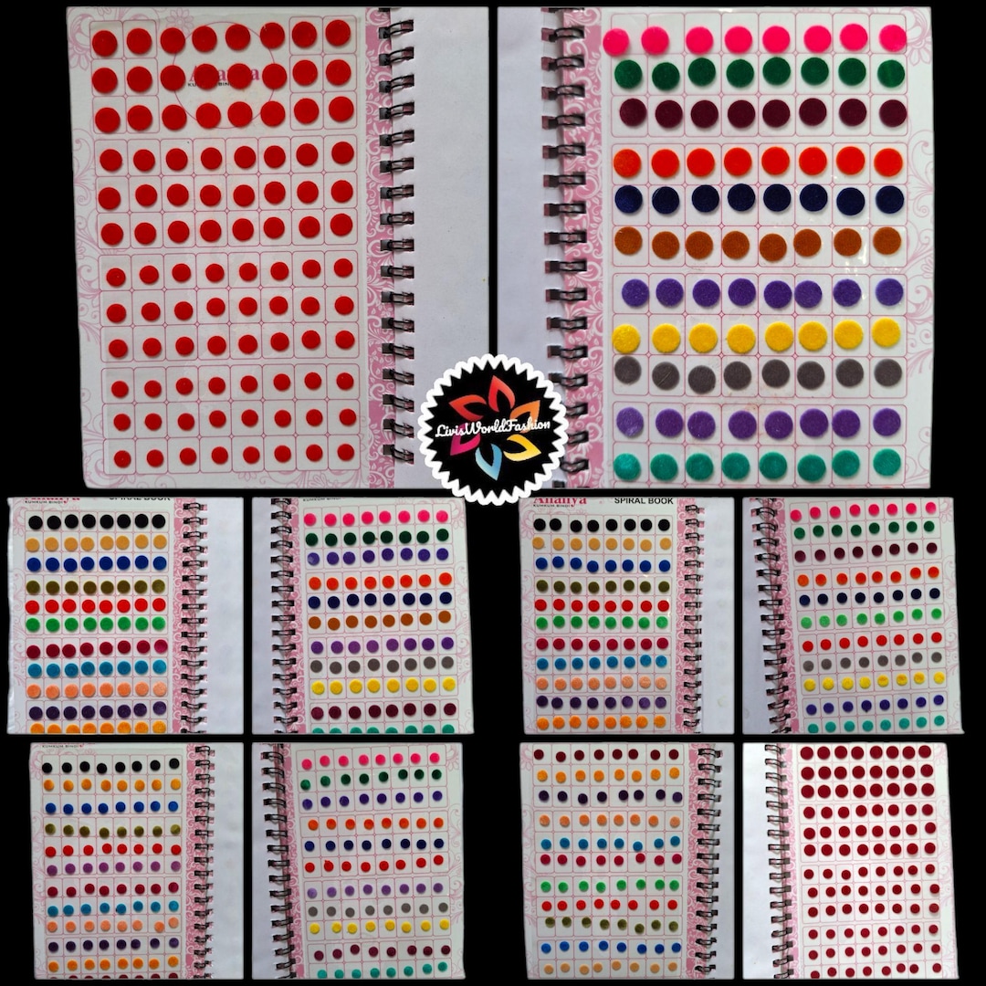 Round Bindi Sticker Kumkum Colorful Round Bindi Booklet 900 Multicolor ...