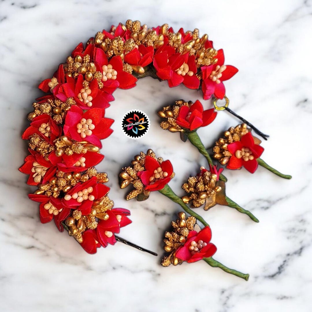 Flowers Veni Indian Hair Piece | Hair Bun, Juda, Bridal Parties ...