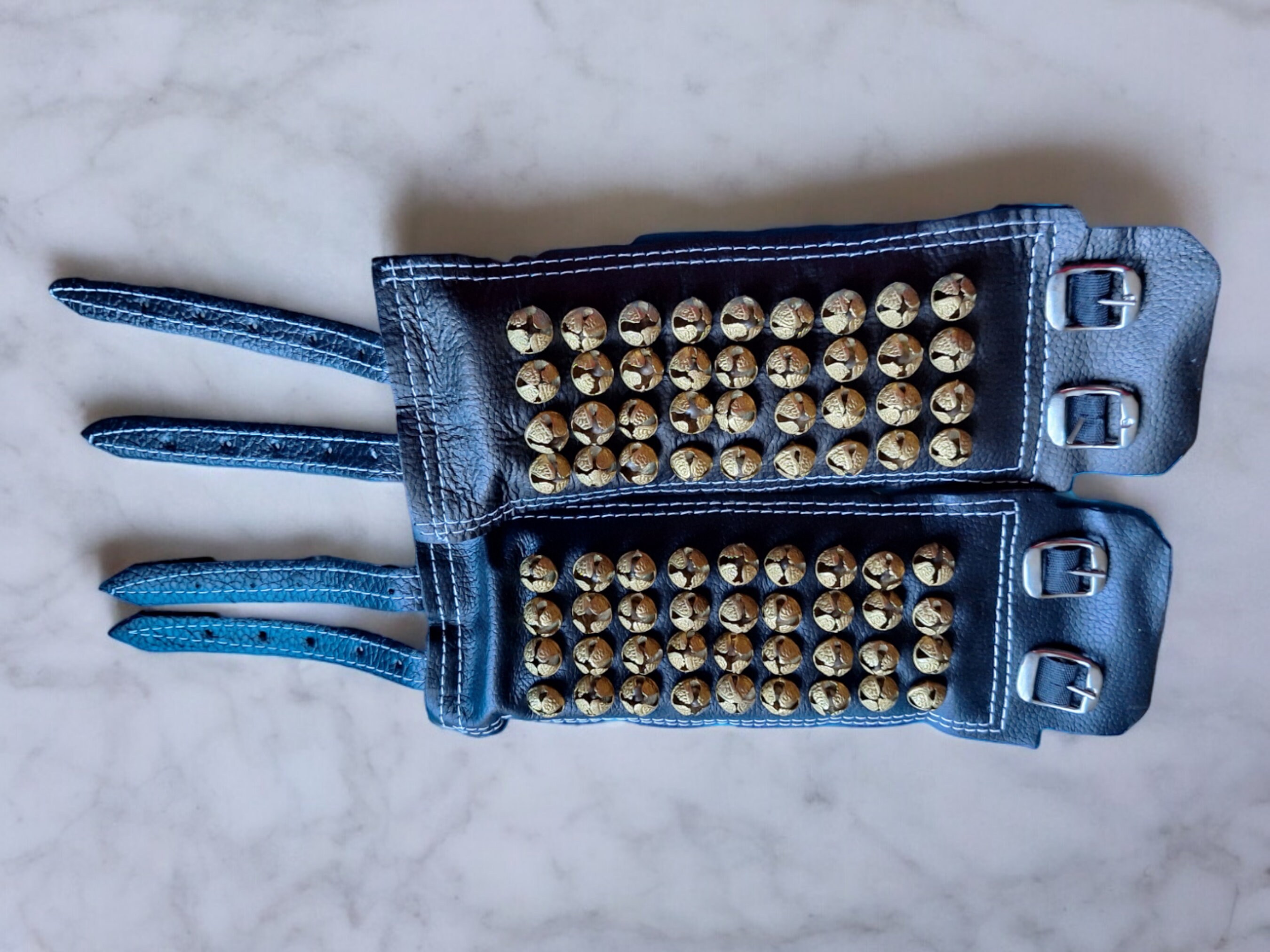 Black Leather Salangai/ghungroo/anklets /bells/payal Bharatnatyam ...