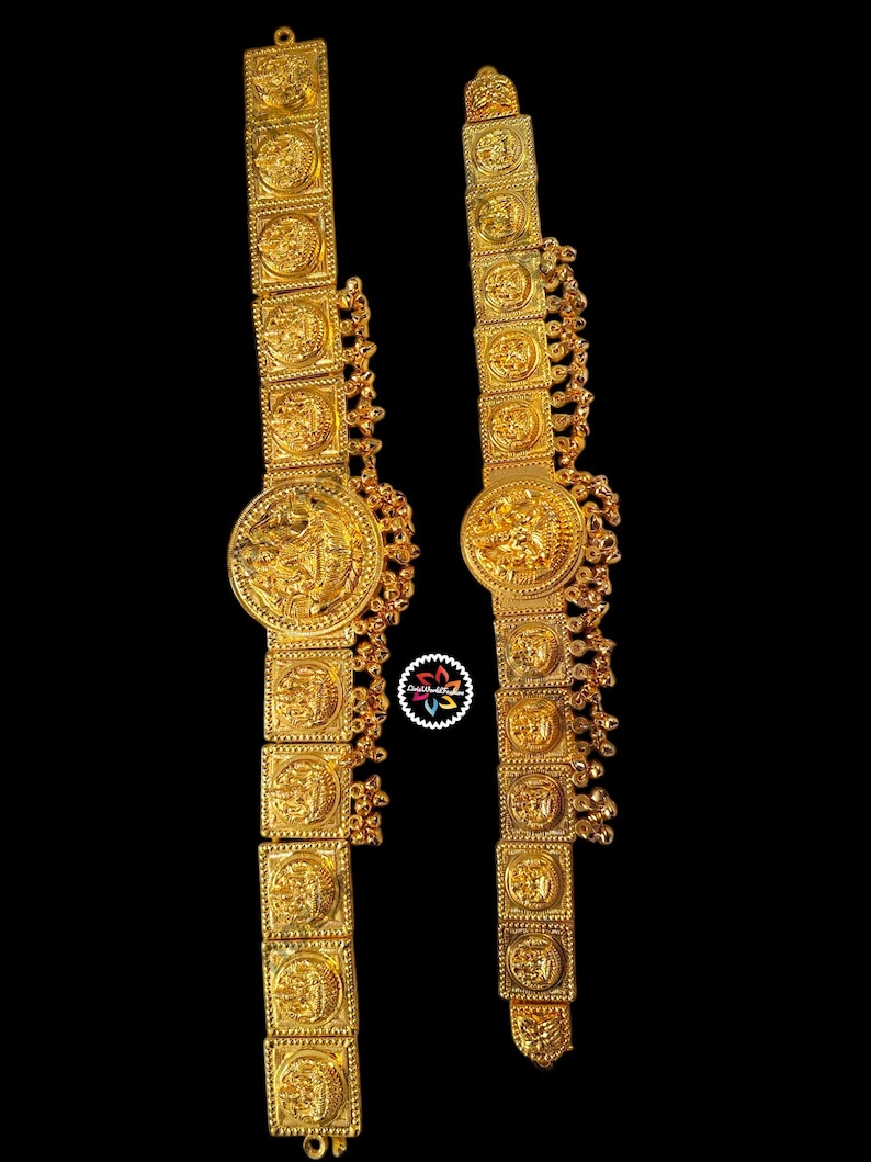 Gold Round Shaped Lakshmi Indian Jewelry Oddiyanam Kamarbandh | Small ...