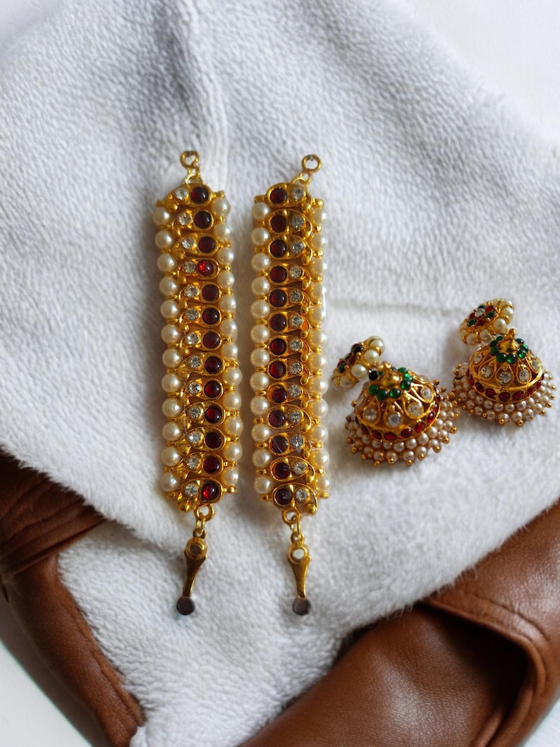 Bharatanatyam Temple Jewelry Ear Chain With Earrings | Mattal for ...