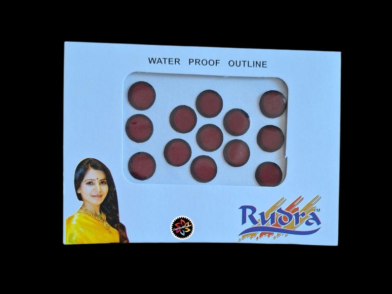 Big Round Bindi Sticker Black Outline With Kumkum Maroon | Round ...