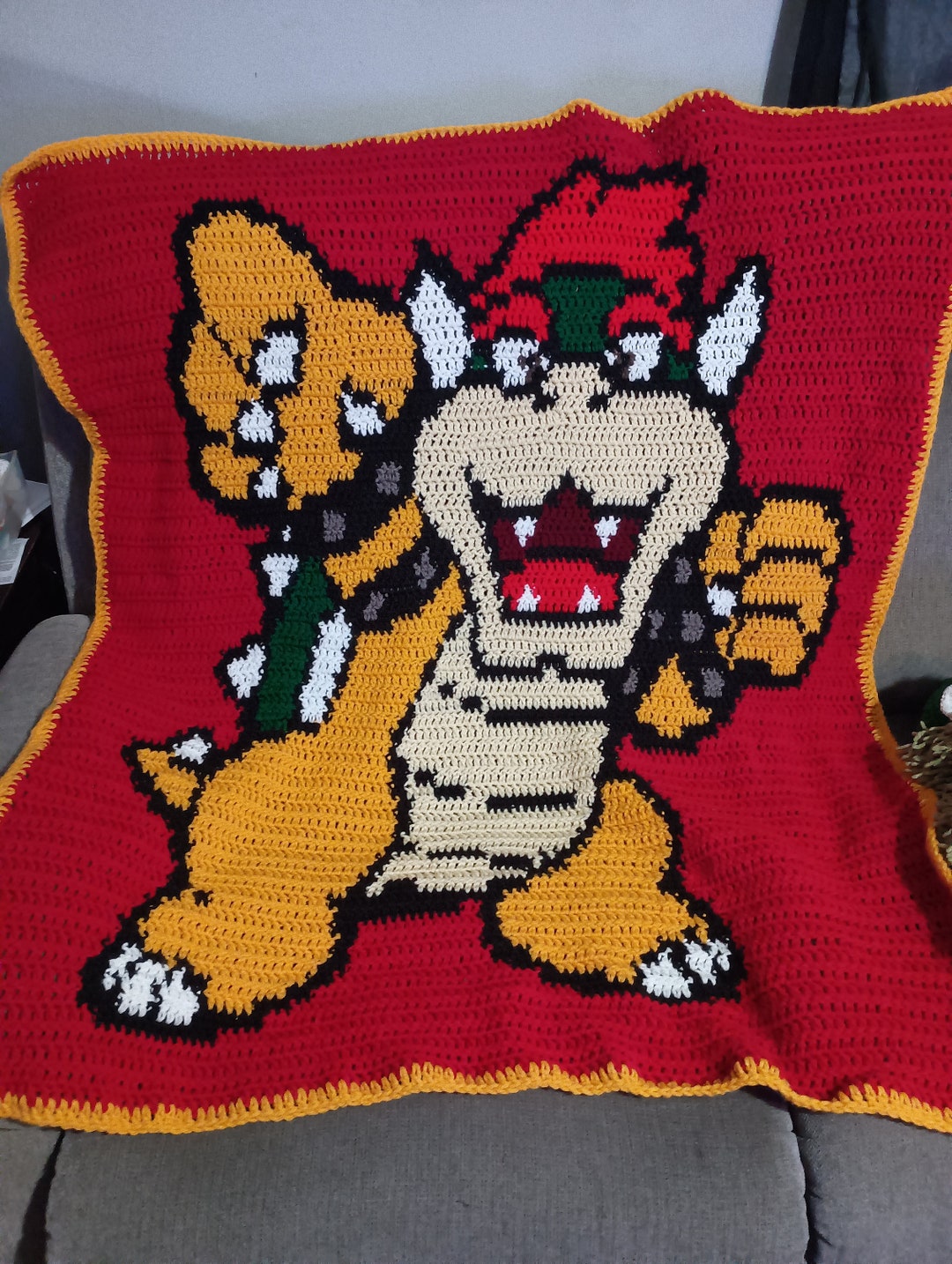 Bowser Custom Crochet Lapghan, Blanket, Throw, Small Afghan, Super ...