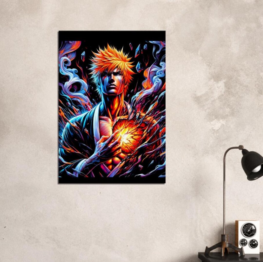 Ichigo Fan Art Canvas Print Bleach Anime Wall Art Personalized Gift for ...