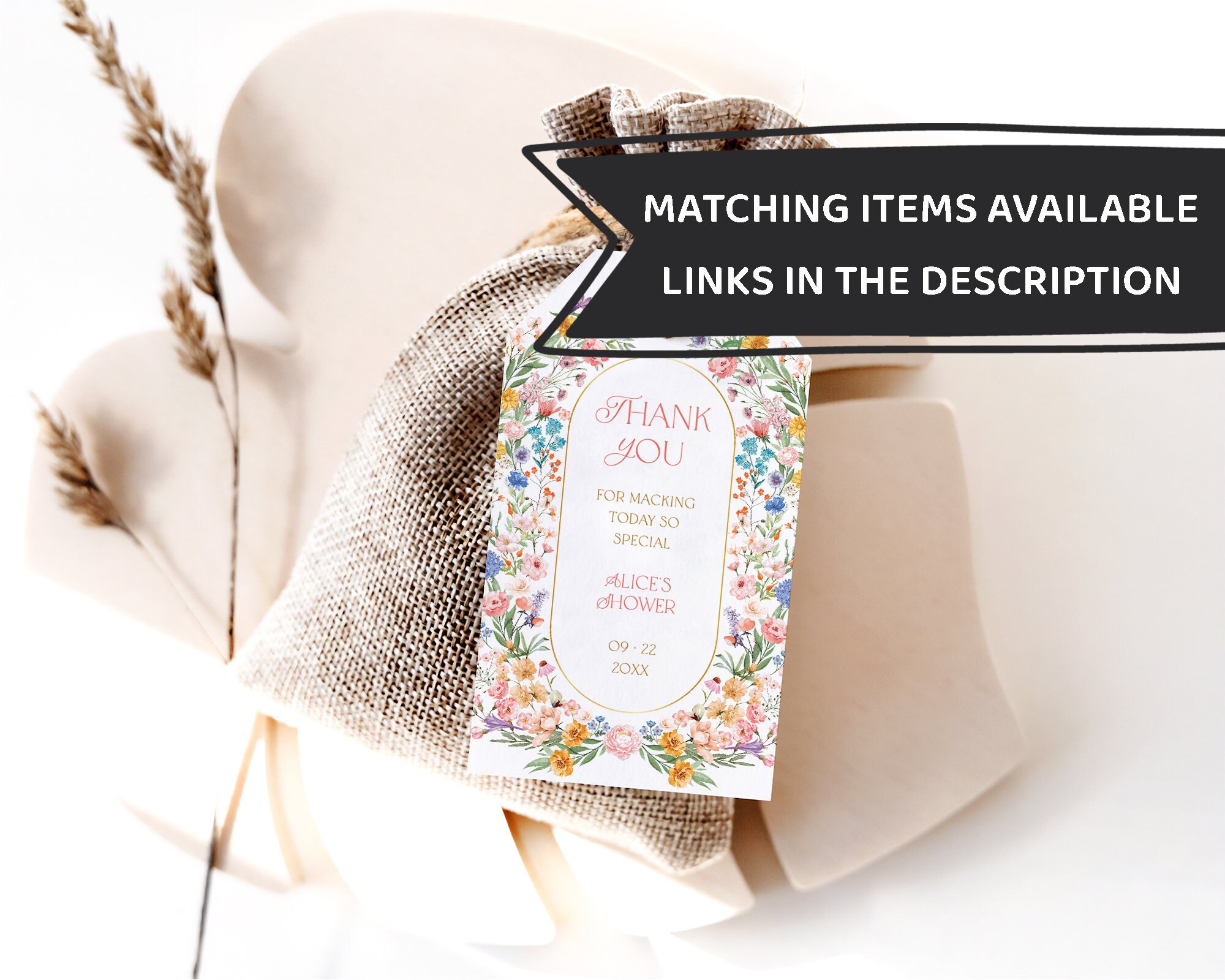 Garden Flower Recipe Card Template Bridal Shower Insert, Floral ...