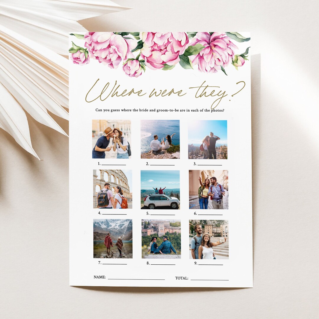 Where Were They Photo Game Template - Peonies Guess Where Were the ...