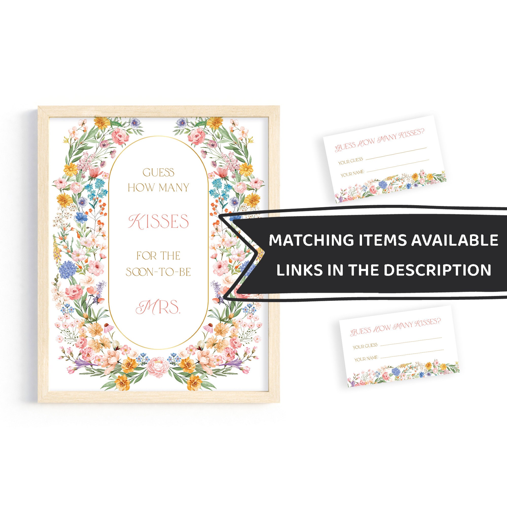 Garden Flower Recipe Card Template Bridal Shower Insert, Floral ...