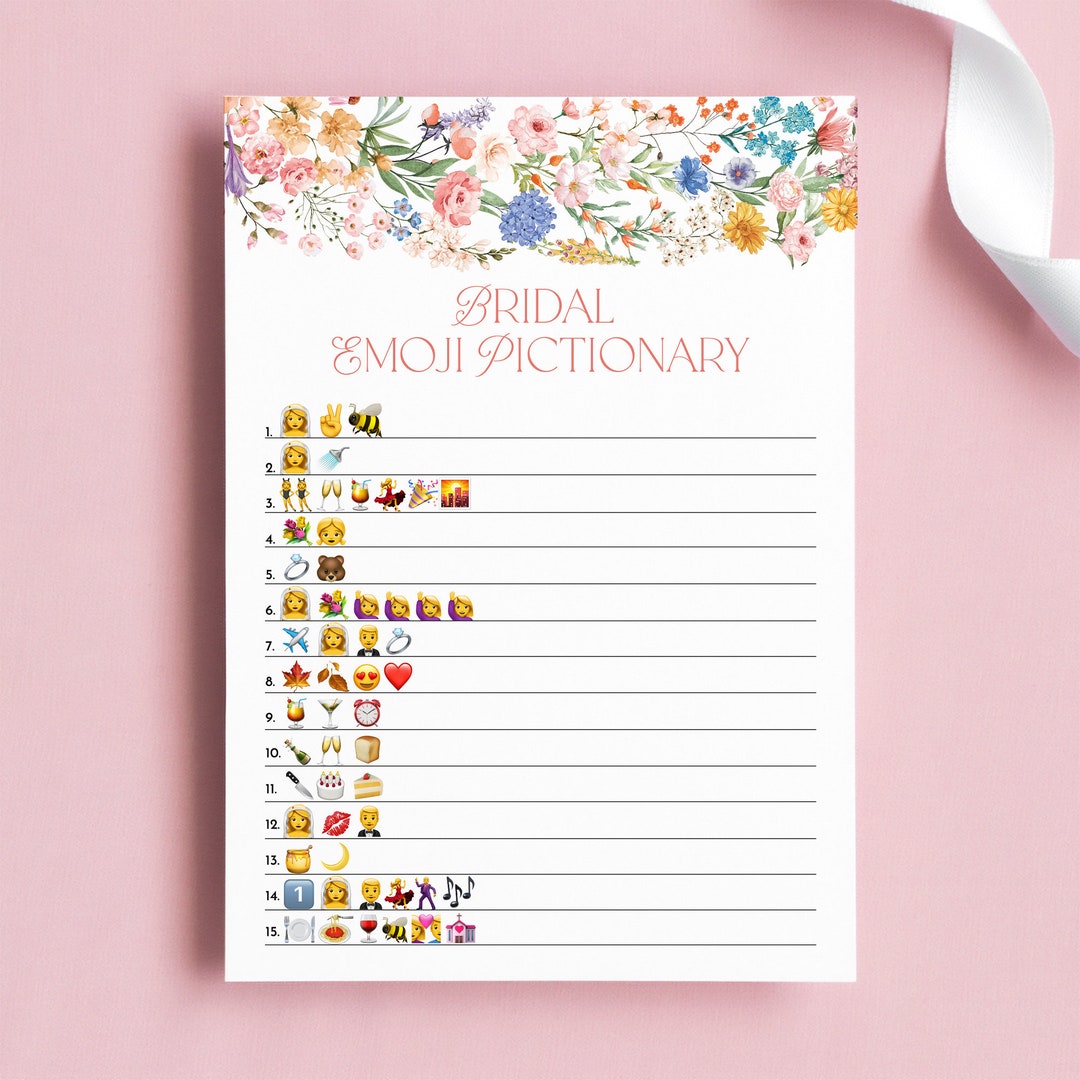 Emoji Pictionary Bridal Shower Game Template - Summer Garden Flower ...
