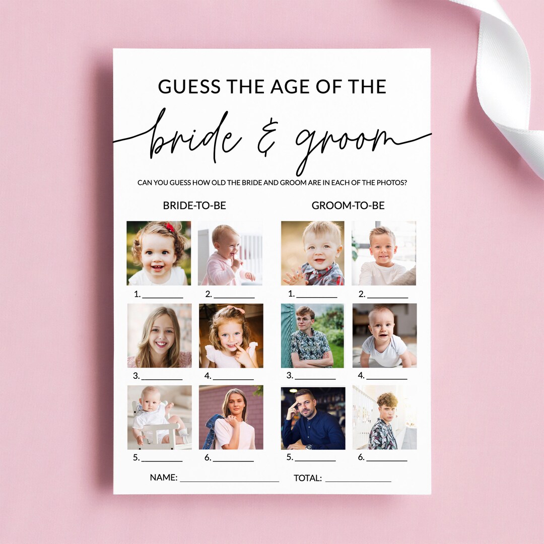 How Old Were the Bride and Groom Game Template - Bridal Shower Guess ...