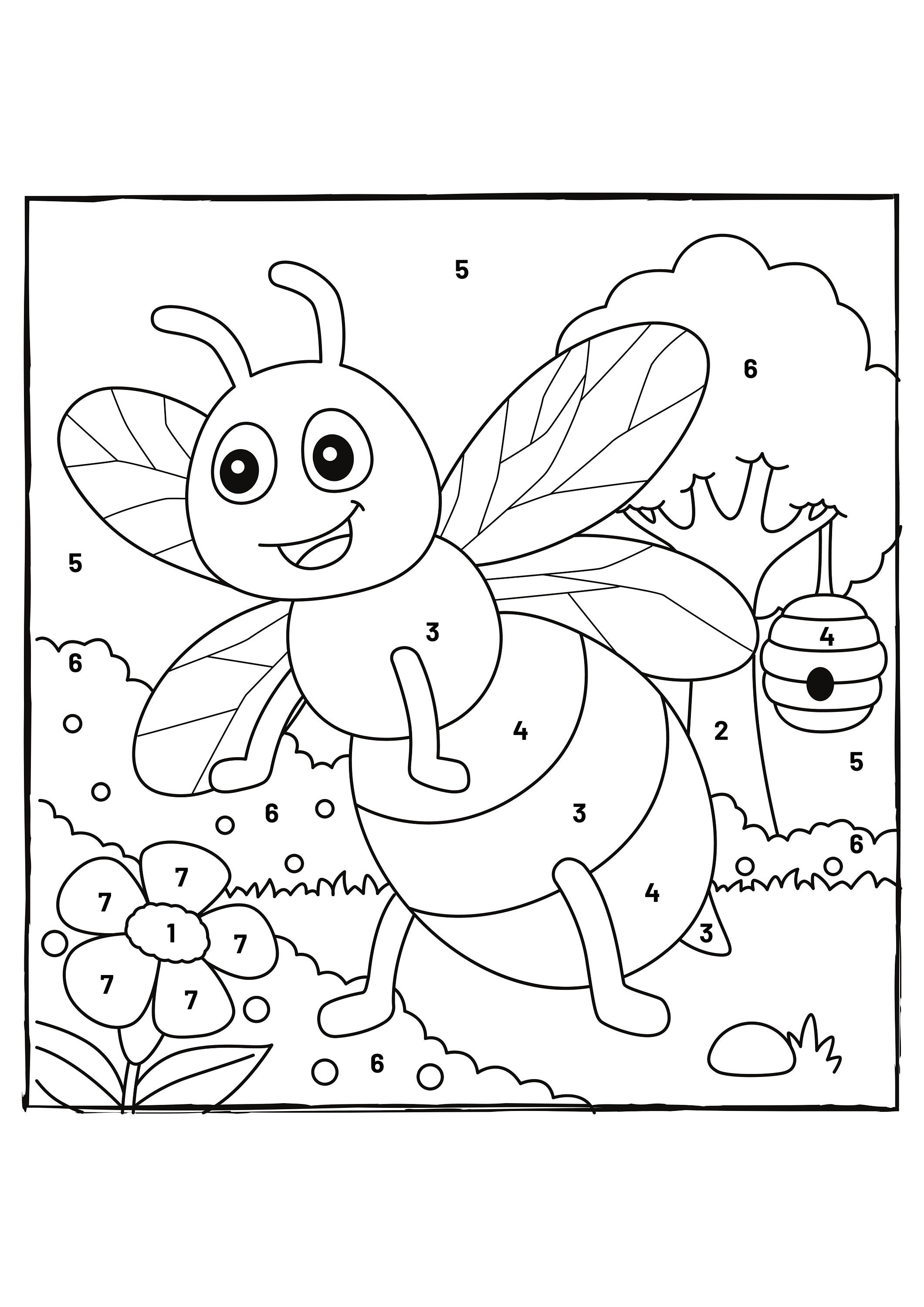 Kids Coloring Page, Adult Coloring Page, Bee Coloring Page, Digital ...