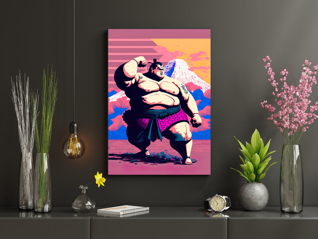 Sumo Fighter Vaporwave Poster Print Japanese Sumo Art Poster Gift Idea ...