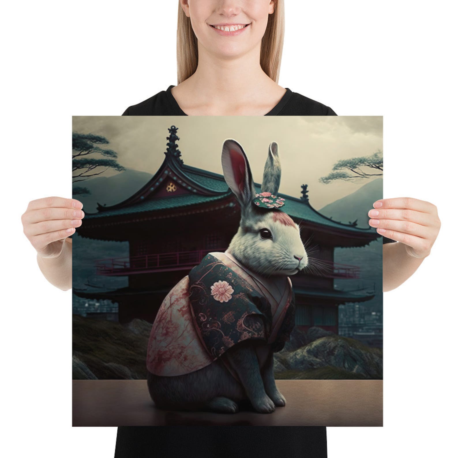 Rabbit Year Japan Poster Japanese Rabbit Art Poster Gift Idea Japan ...