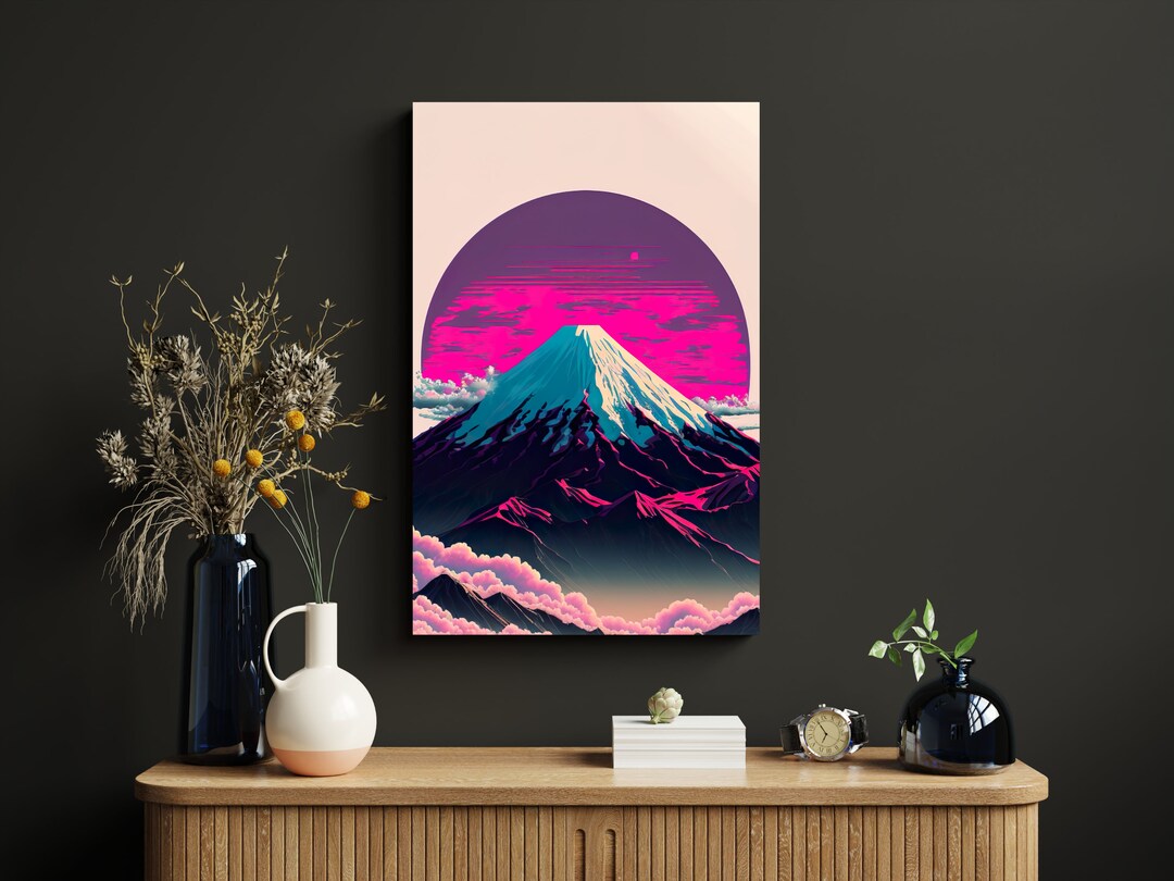 Fuji Mountain Vaporwave Canvas Print Japanese Vaporwave Art Canvas ...