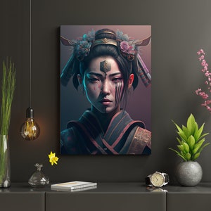 Ronin Girl Canvas Print Japanese Ronin Girl Art Canvas Print Gift Idea ...