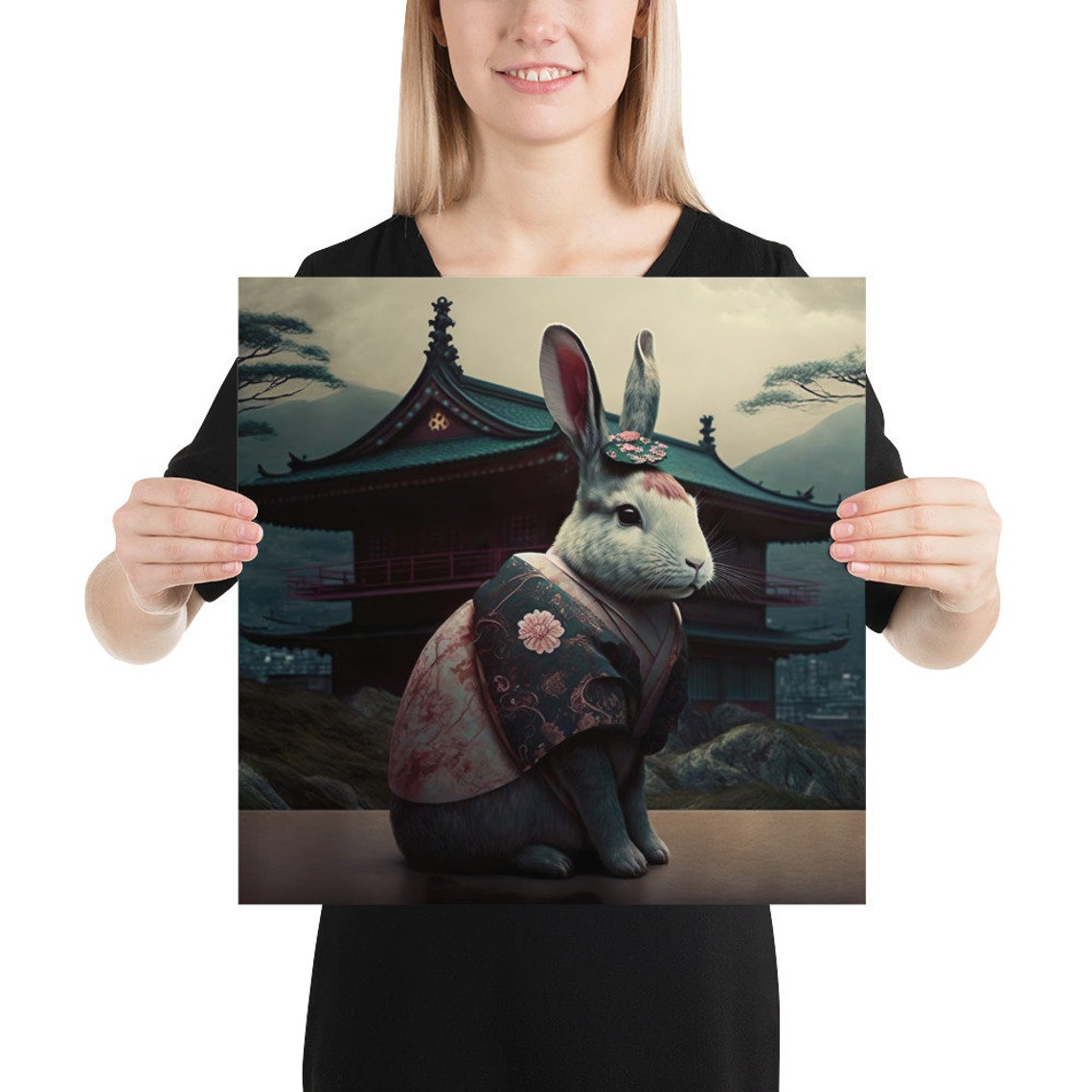 Rabbit Year Japan Poster Japanese Rabbit Art Poster Gift Idea Japan ...