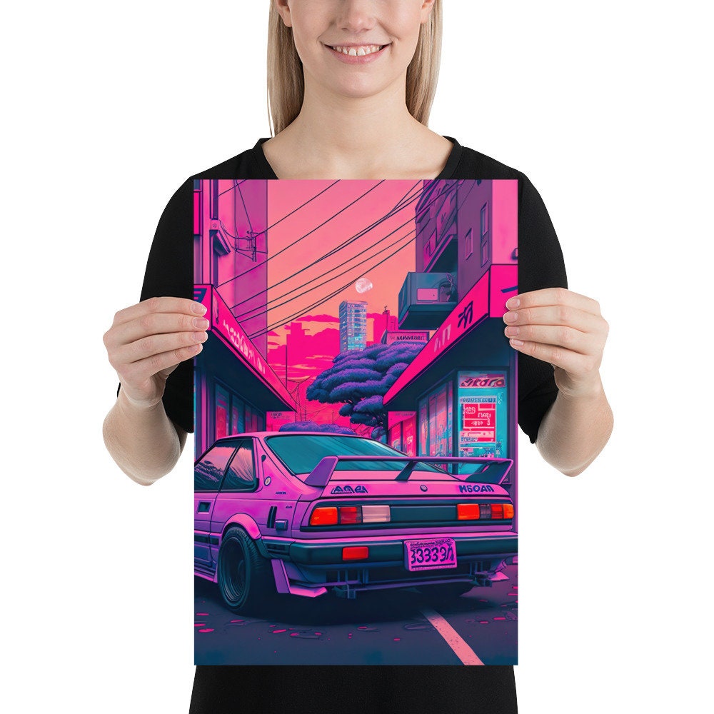Vaporwave Japan Car Poster Print Japanese Car Art Poster Print Gift ...