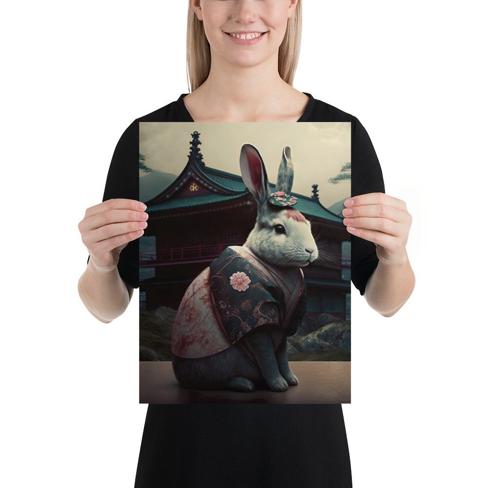 Rabbit Year Japan Poster Japanese Rabbit Art Poster Gift Idea Japan ...