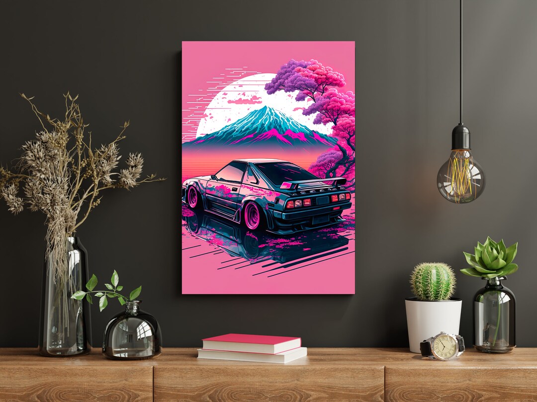 Japan Car Vaporwave Style Poster Print Japanese Car Art Poster Print ...