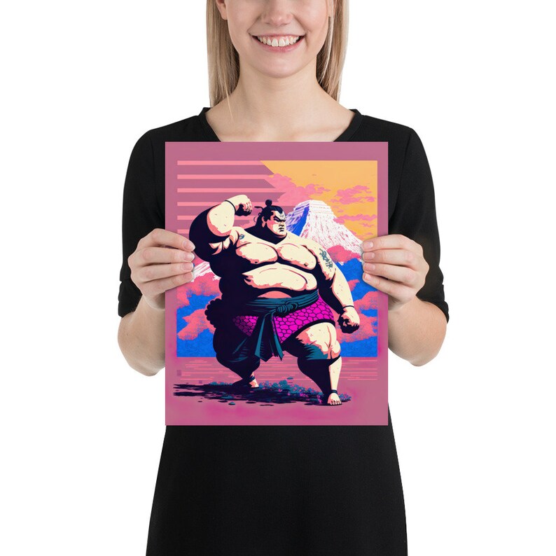 Sumo Fighter Vaporwave Poster Print Japanese Sumo Art Poster Gift Idea ...