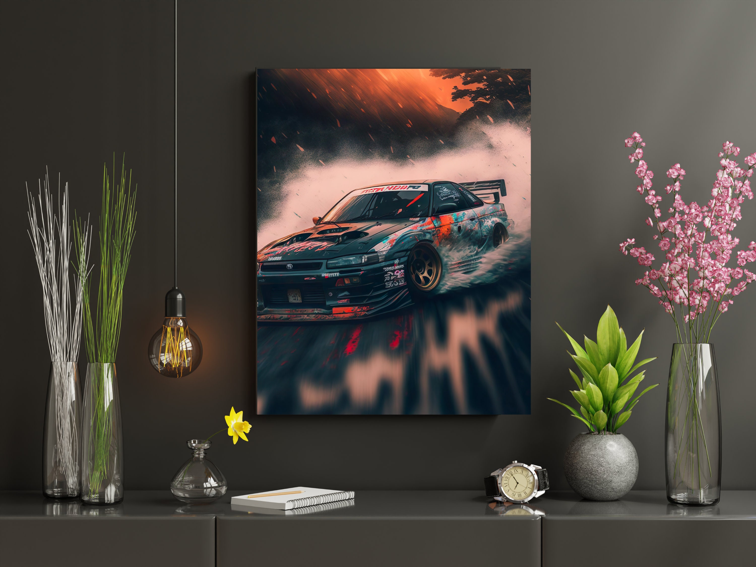 Japan Drift Car Canvas Poster Japanese Car Art Canvas Poster - Etsy