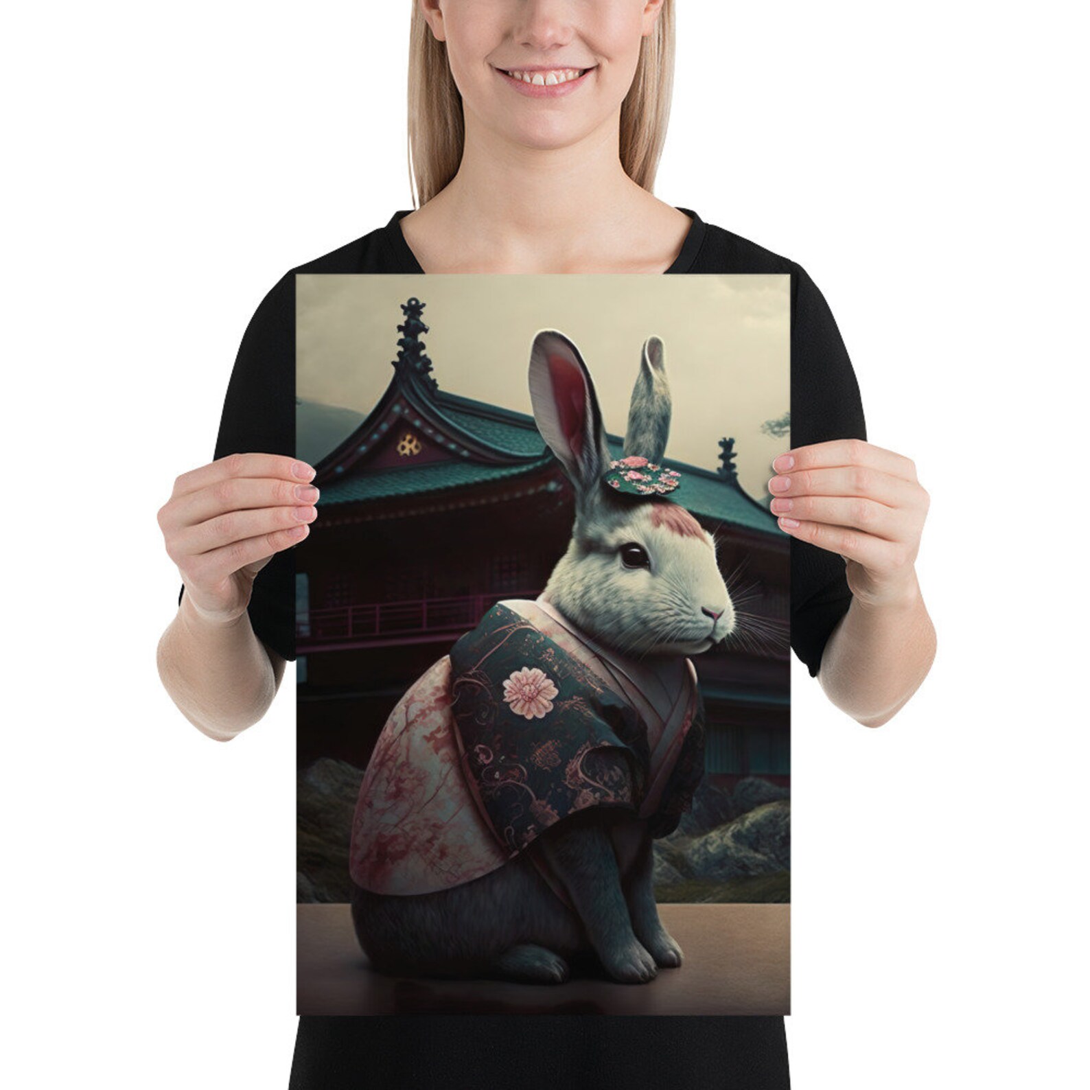 Rabbit Year Japan Poster Japanese Rabbit Art Poster Gift Idea Japan ...