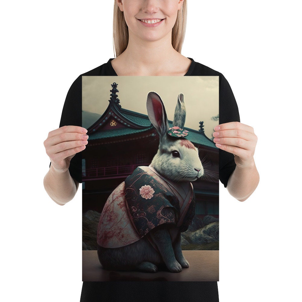 Rabbit Year Japan Poster Japanese Rabbit Art Poster Gift Idea Japan ...