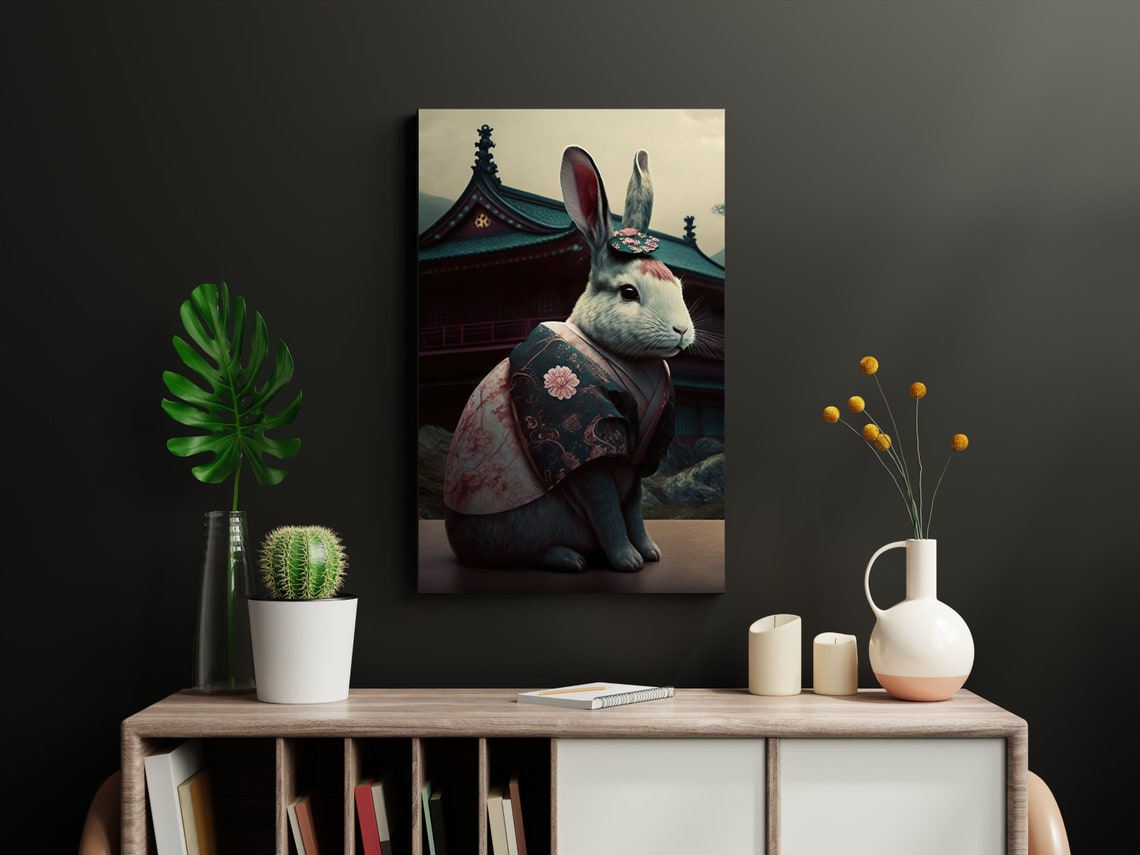 Rabbit Year Japan Poster Japanese Rabbit Art Poster Gift Idea Japan ...