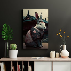 Rabbit Year Japan Poster Japanese Rabbit Art Poster Gift Idea Japan ...