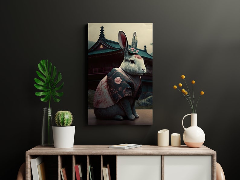 Rabbit Year Japan Poster Japanese Rabbit Art Poster Gift Idea Japan ...