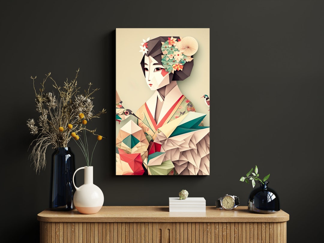 Geisha Origami Canvas Print Japanese Geisha Origami Art - Etsy