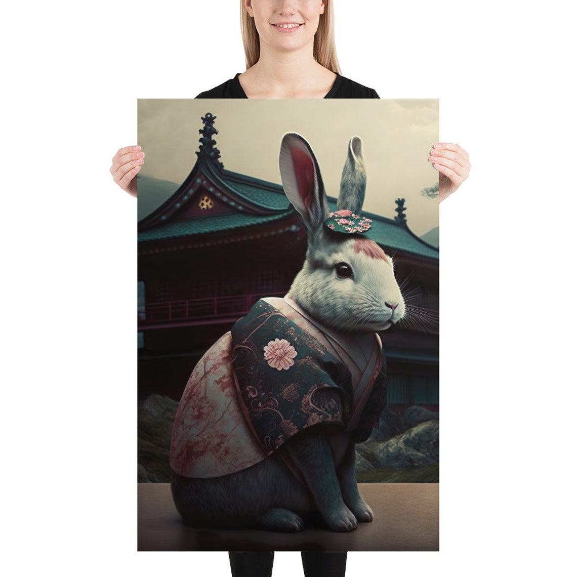 Rabbit Year Japan Poster Japanese Rabbit Art Poster Gift Idea Japan ...