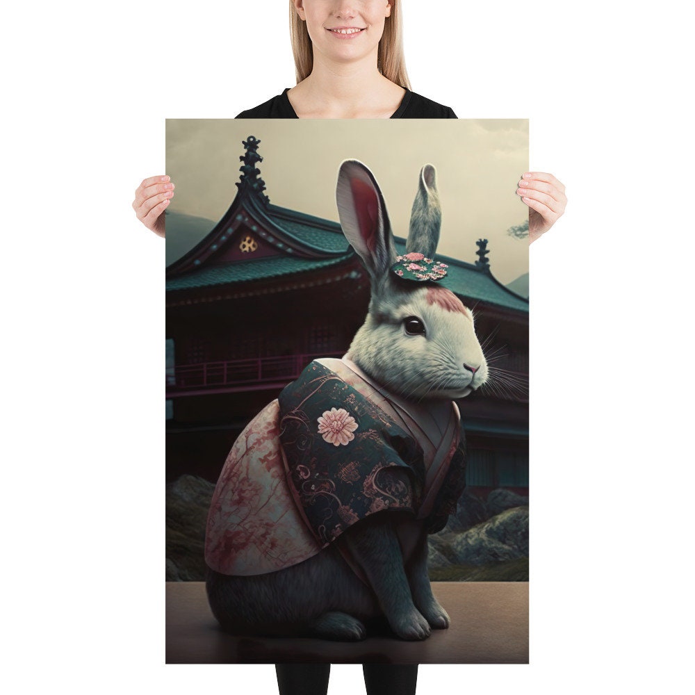 Rabbit Year Japan Poster Japanese Rabbit Art Poster Gift Idea Japan ...
