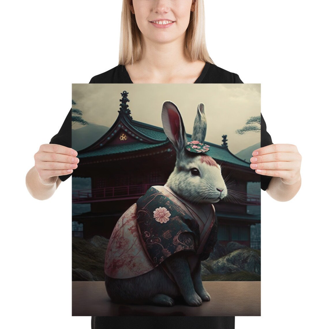 Rabbit Year Japan Poster Japanese Rabbit Art Poster Gift Idea Japan ...