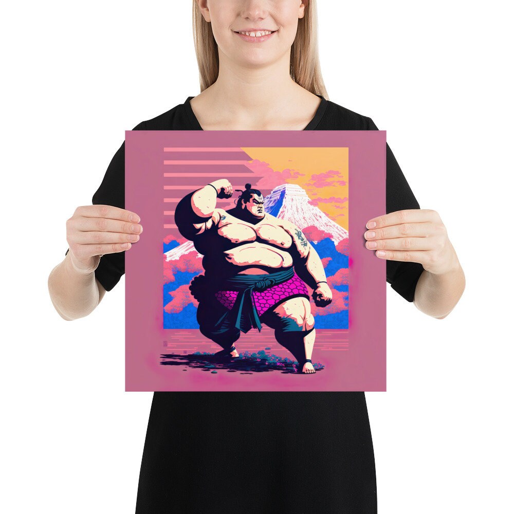 Sumo Fighter Vaporwave Poster Print Japanese Sumo Art Poster Gift Idea ...
