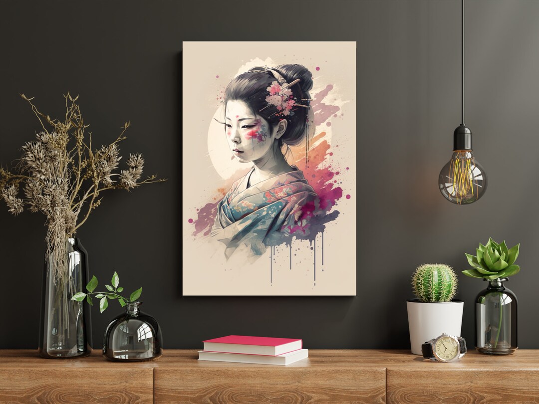 Geisha Pastel Color Canvas Print Japanese Geisha Art Canvas Print Gift ...
