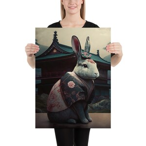 Rabbit Year Japan Poster Japanese Rabbit Art Poster Gift Idea Japan ...