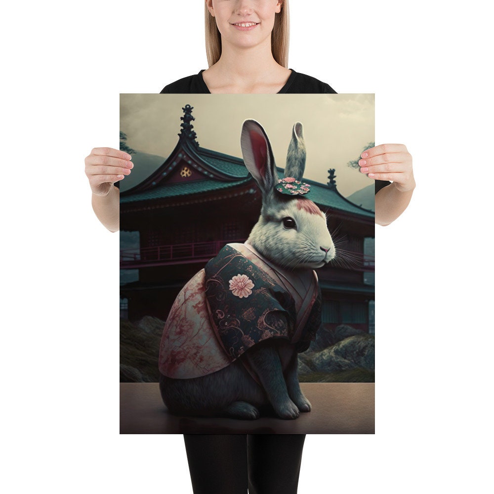 Rabbit Year Japan Poster Japanese Rabbit Art Poster Gift Idea Japan ...