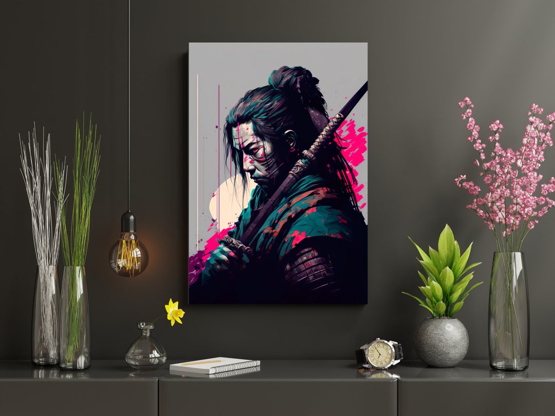 Samurai Japan Pastel Poster Print Japanese Warrior Art Poster Gift Idea ...